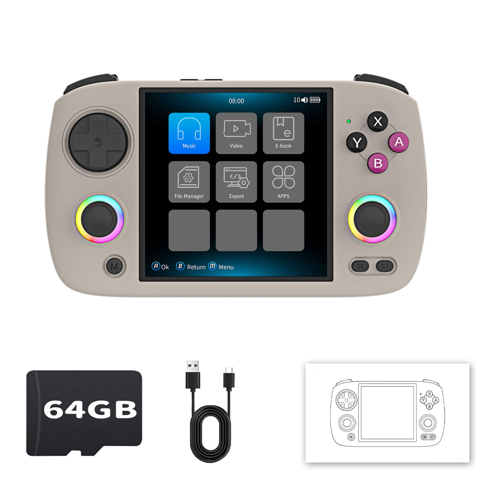 Amazon.com: RG Cubexx Handheld Game Console RG Cubexx 3.95'' IPS Screen ...