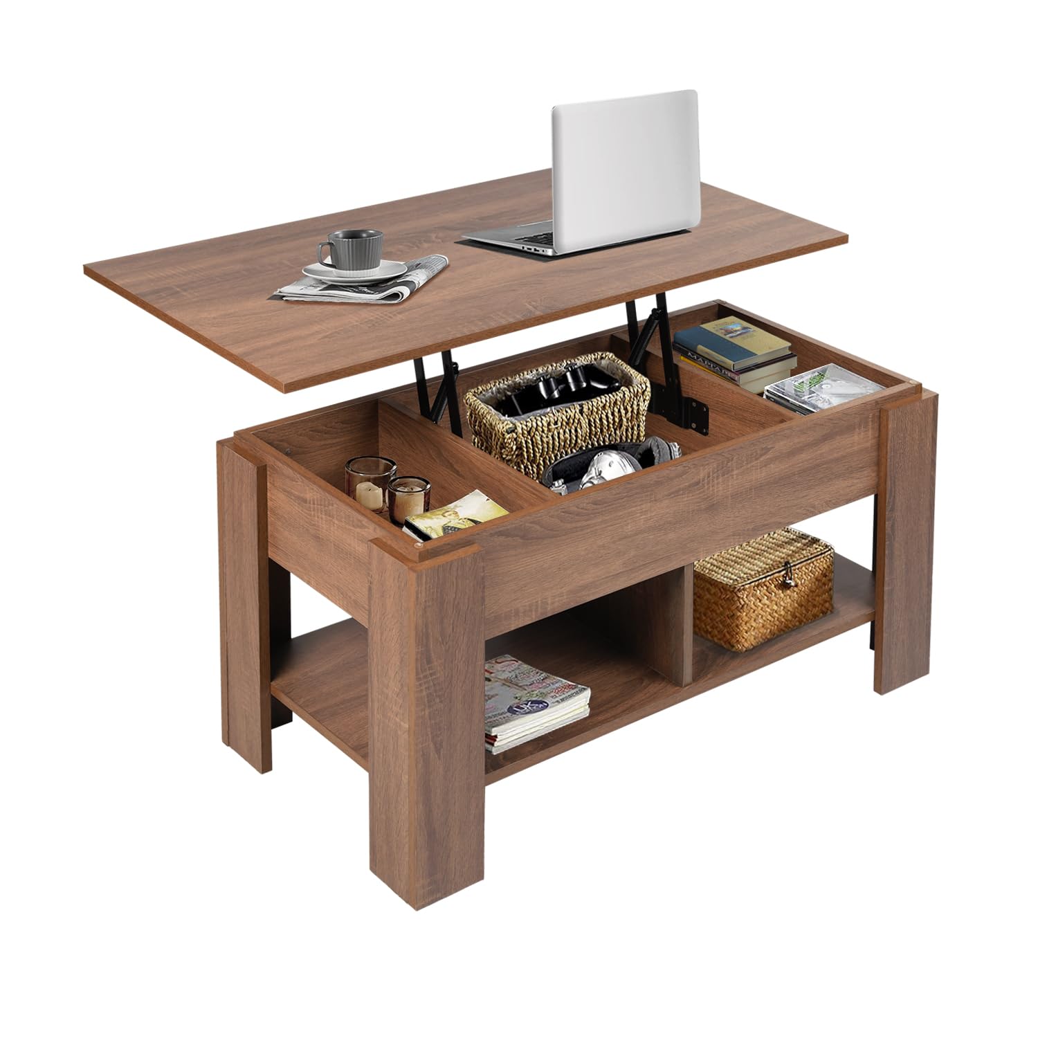 Homy Casa Adjustable Height Coffee Table with Lift-top Storage ...