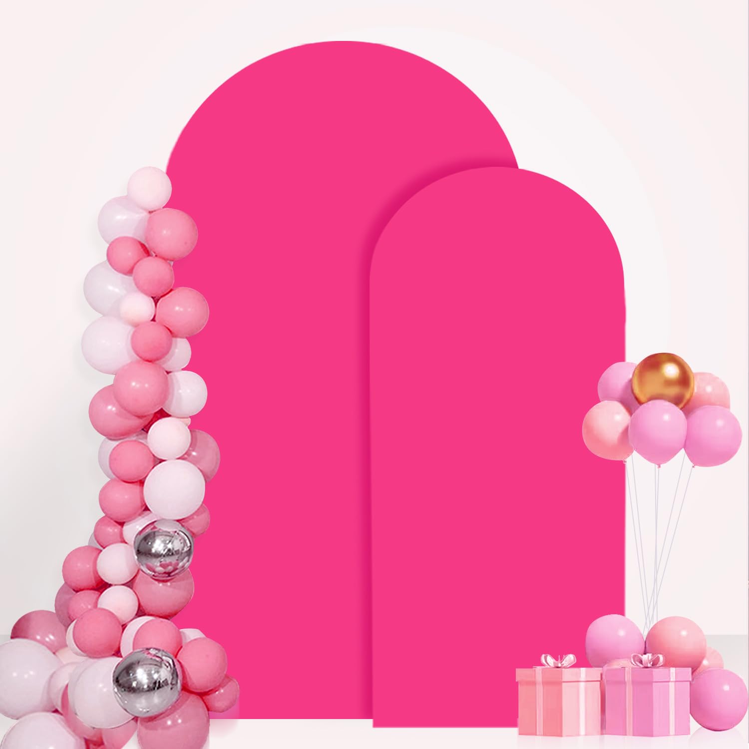 Snapklik.com : Set Of 2 Wedding Arch Cover 6FT 7.2FT Hot Pink Arched ...