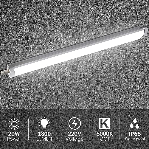 Glirowy 2 Pack 2FT LED Batten LightLED IP65 Waterproof Tube Light ...