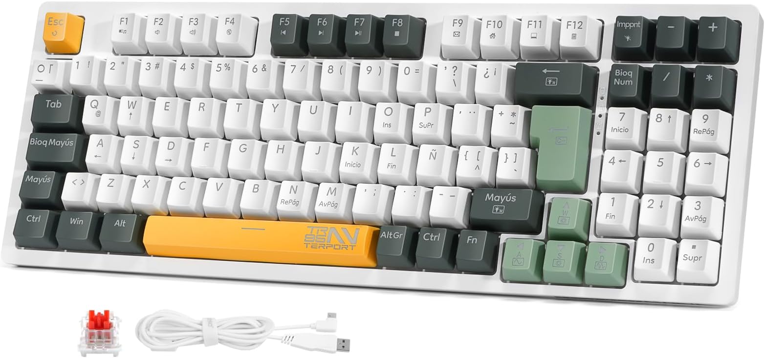 ATTACK SHARK Teclado Mecánico Español K86, RGB Teclado Inalámbrico con ...