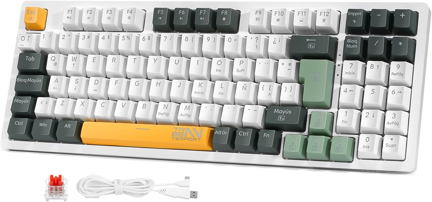 TERPORT Teclado Mecánico Español 95 Teclas con Numpad, Teclado Gamer ...