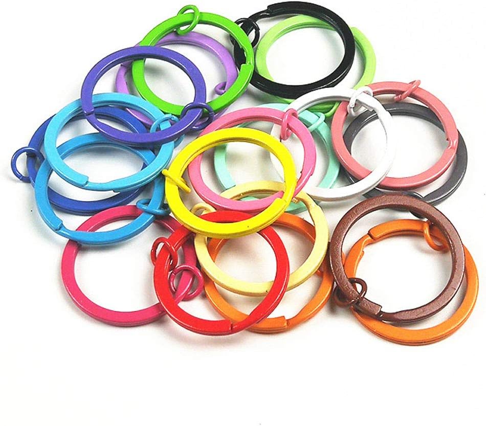 Amazon.com: 20 Pcs Multi-Colored Metal Flat Split Keyrings Keychain ...