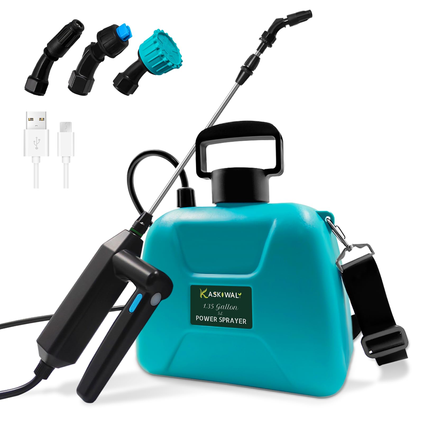 Amazon.com : Battery Powered Garden Sprayer with 3 Nozzles, 1.35 Gallon ...