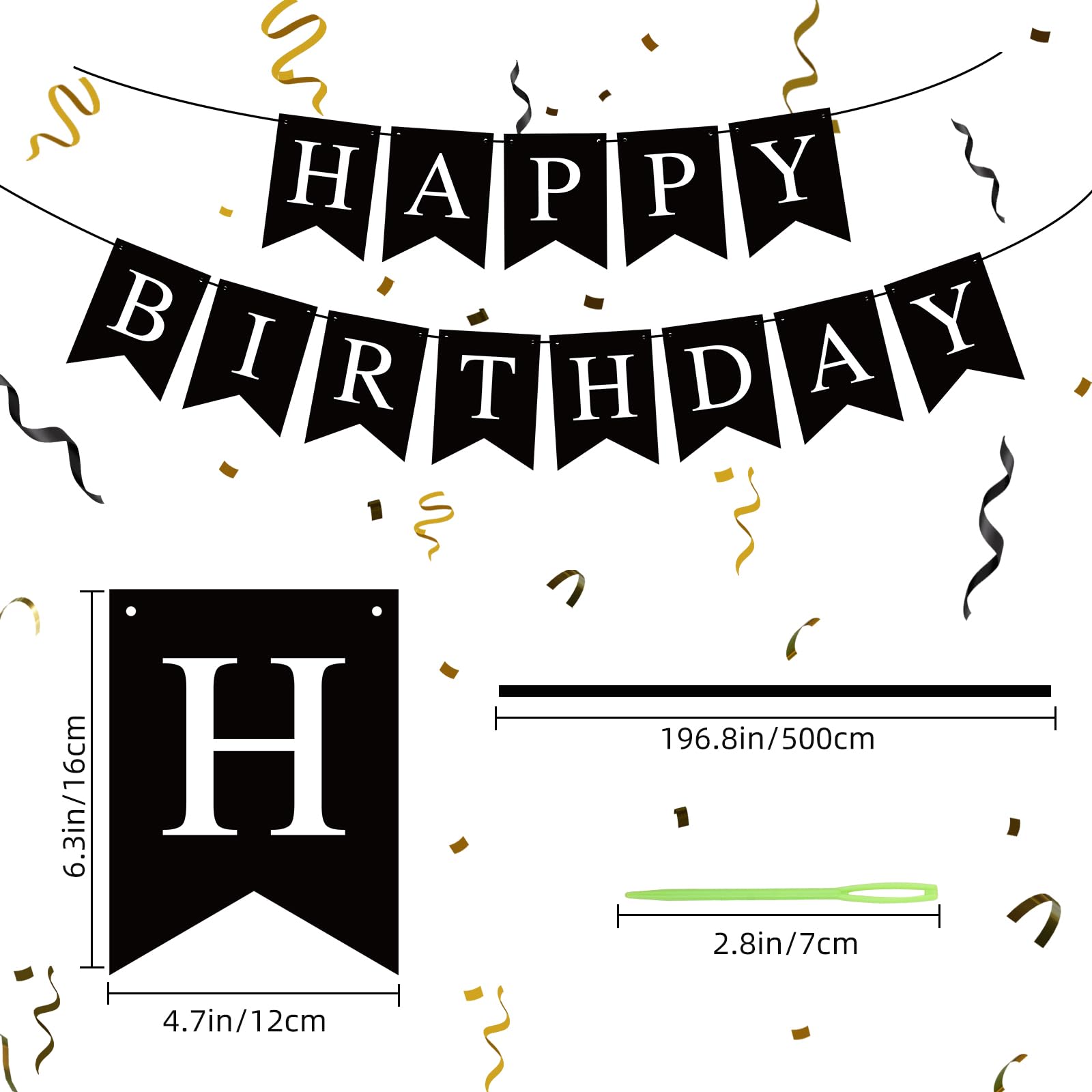 Snapklik.com : Black Happy Birthday Banner Sign Happy Birthday Bunting ...