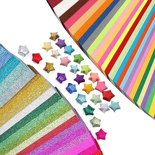 Amazon.com: 140pcs Glitter Origami Star Paper Strip Glitter Lucky Star ...