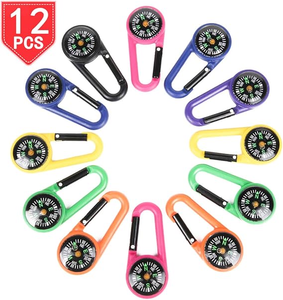 Amazon.com: PROLOSO 12 Pack Carabiner Compasses for Kids Assorted ...