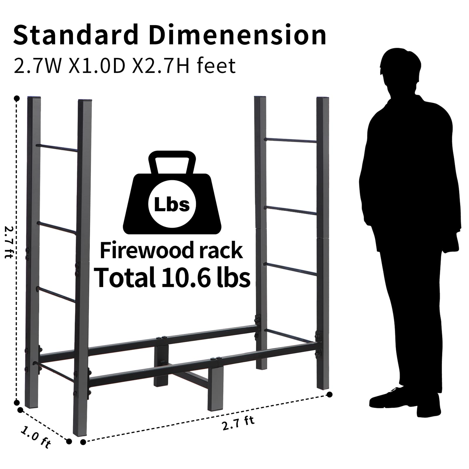 Snapklik.com : 2.7ft Firewood Rack Outdoor Indoor Holder For Fireplace ...