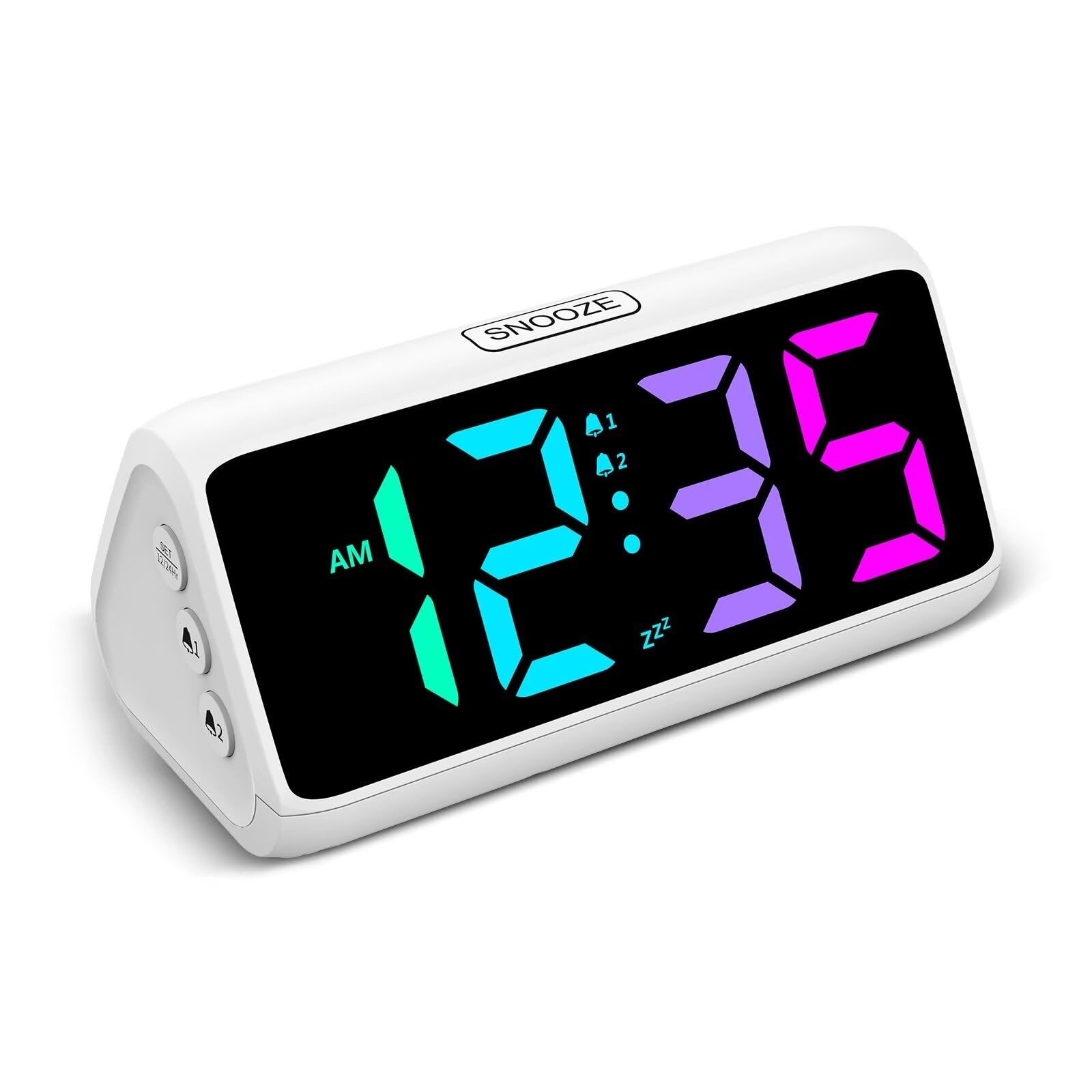 Netzu Digital Alarm Clock, RGB Loud Alarm Clocks for Bedrooms Heavy ...