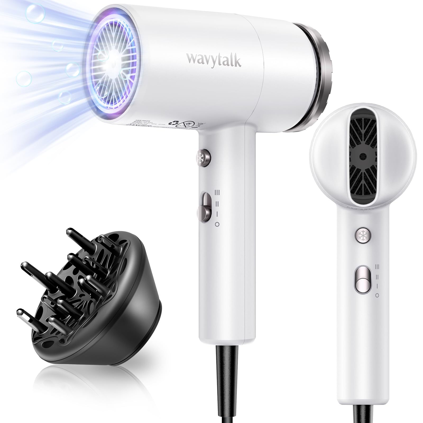 Amazon.com : Wavytalk Hair Dryer with Diffuser 1875W Ionic Blow Dryer ...