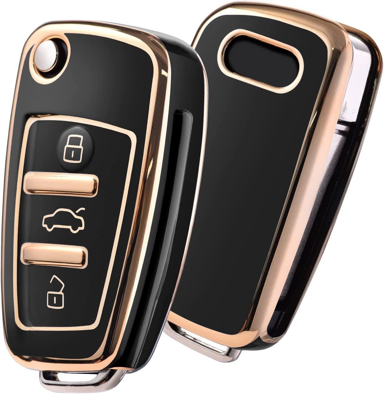 JVCV® Marble Gold Border TPU Key Cover Compatible with Audi A1 A3 A6 Q2 ...