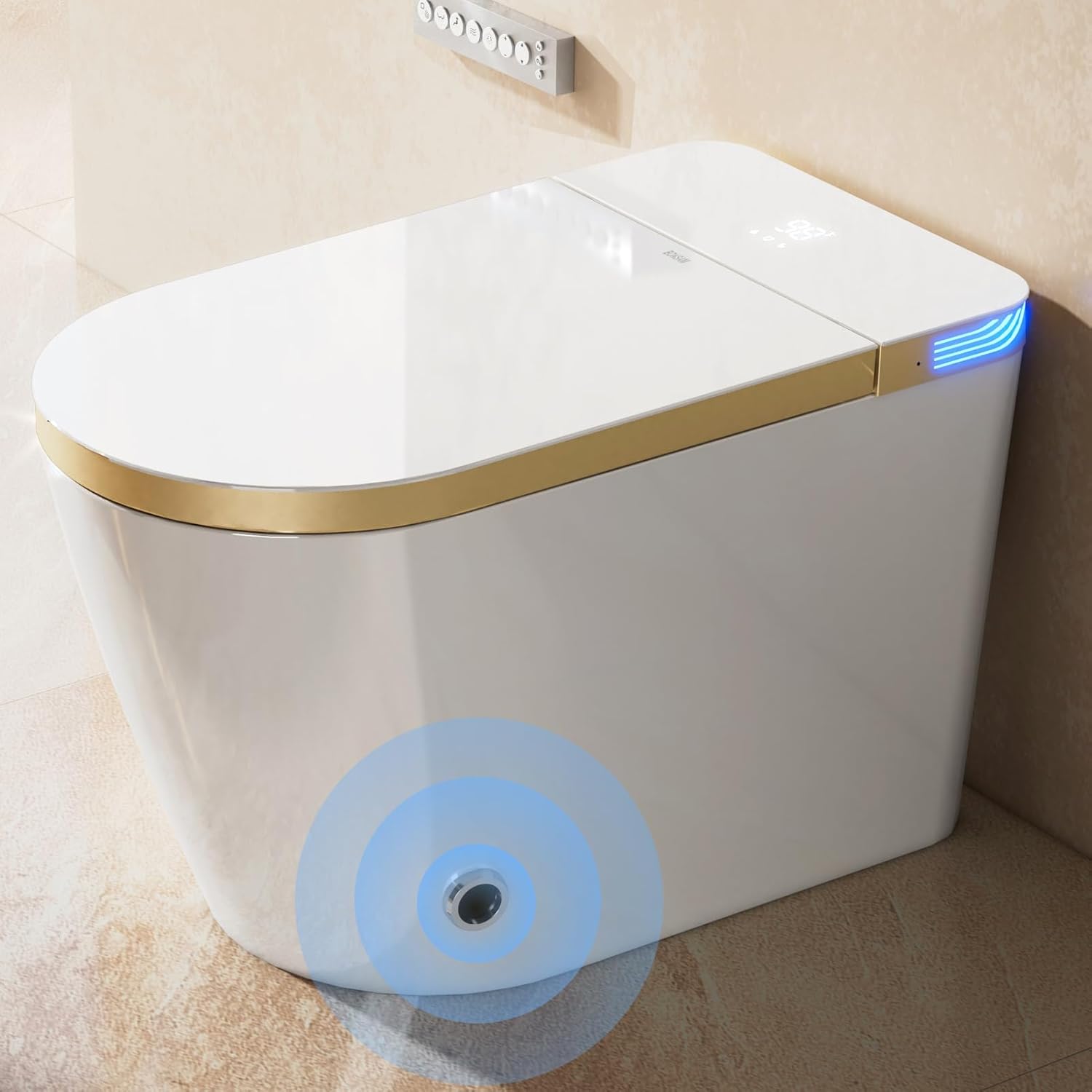 Intelligent Smart Toilet with Auto Open/Close Lid, Automatic Tankless ...