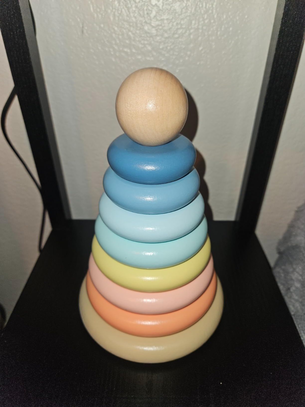 Amazon.com: Play Platoon Wooden Rainbow Stacking Toy Ring Stacker Baby ...