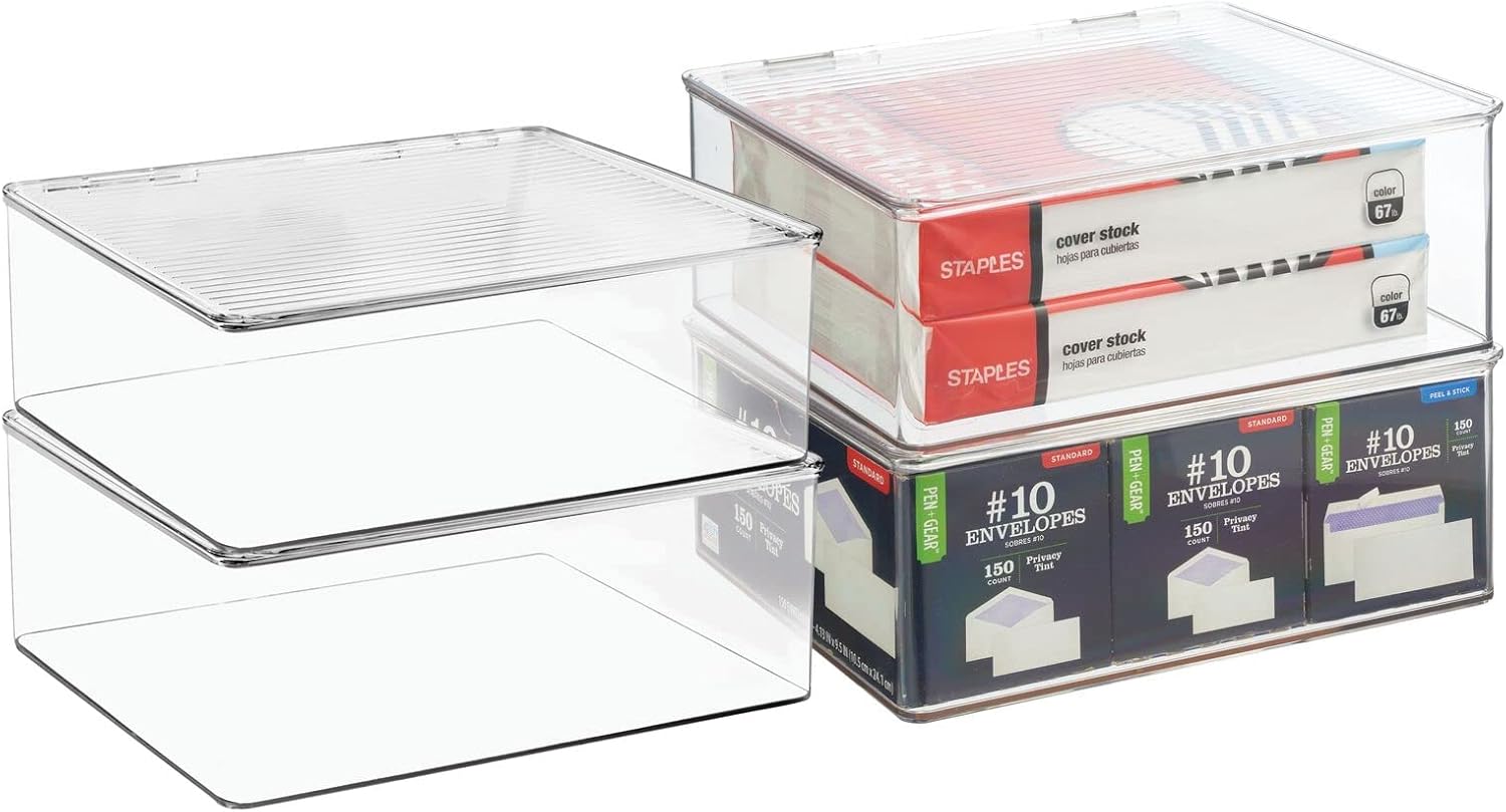 Amazon.com : mDesign Small Plastic Home Office Storage Organizer Box ...