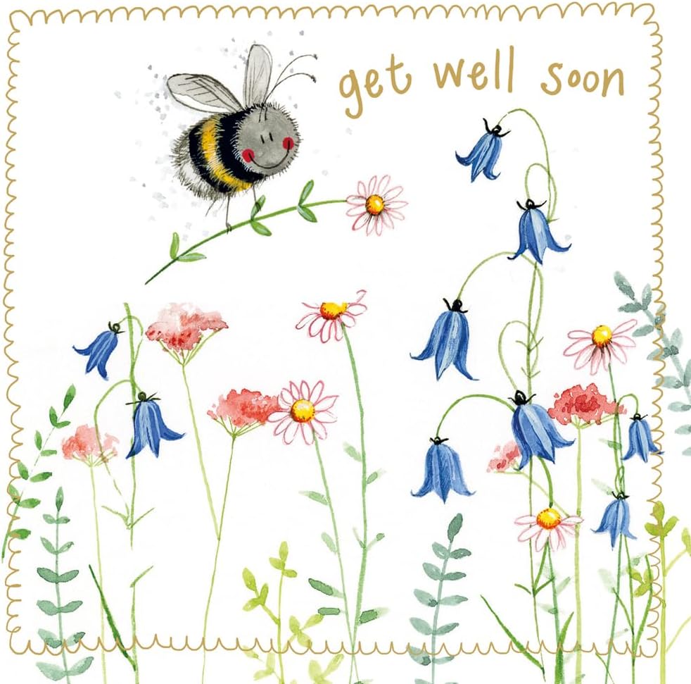 Alex Clark Get Well Soon Bee and Flowers Little Foil Card : Amazon.co ...
