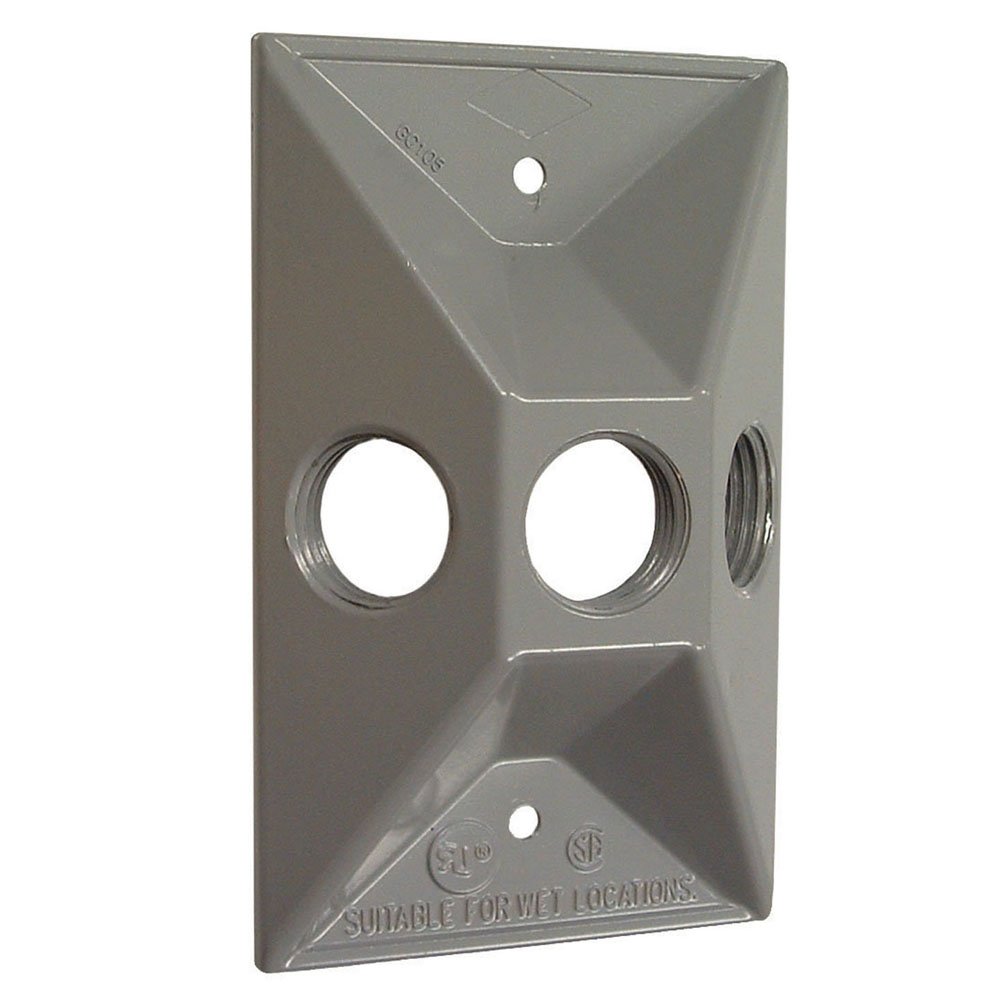 Hubbell-Bell 5189-0 Weatherproof Three Hole Cover Rectangular Cluster ...
