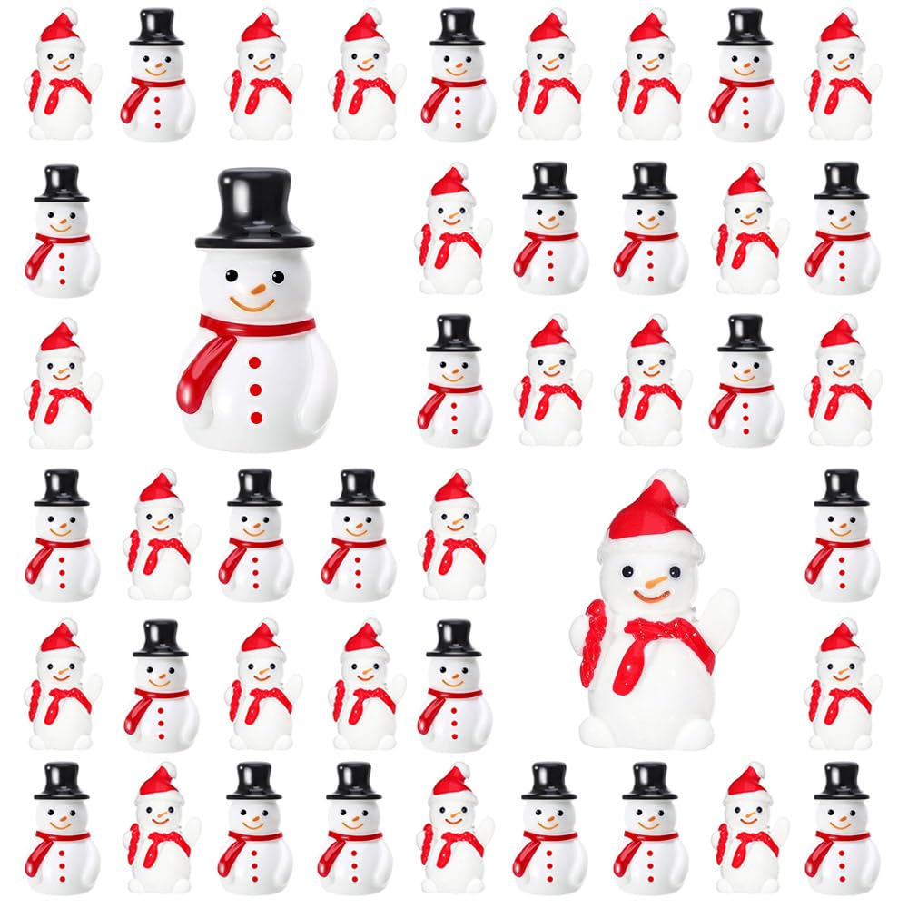 Amazon.com: AWEELON 50 Pcs Mini Snowman Figurines Christmas Tiny Resin ...