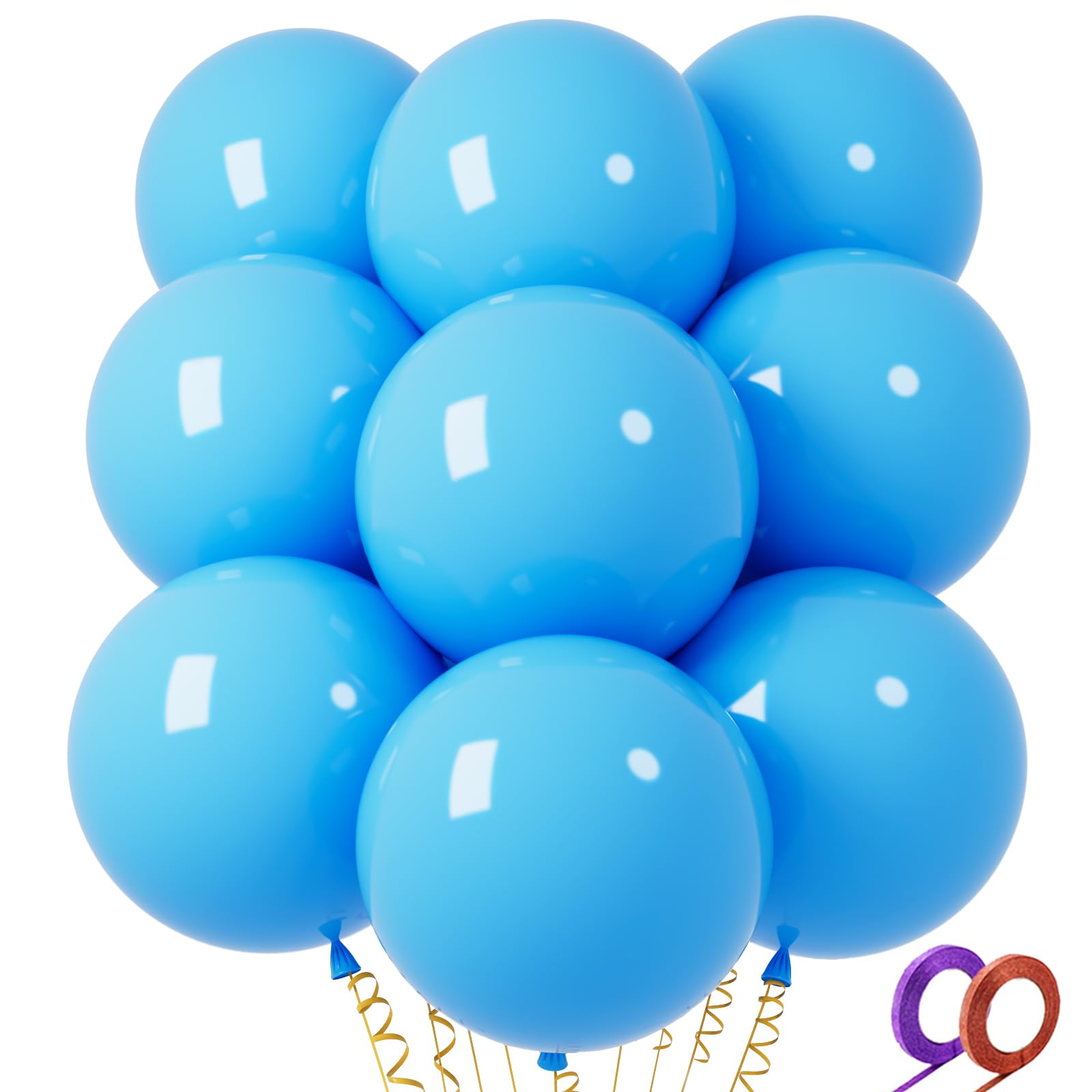 Amazon.com: 32Pcs Blue Big Balloons 18 Inch, Round Large Latex Party ...