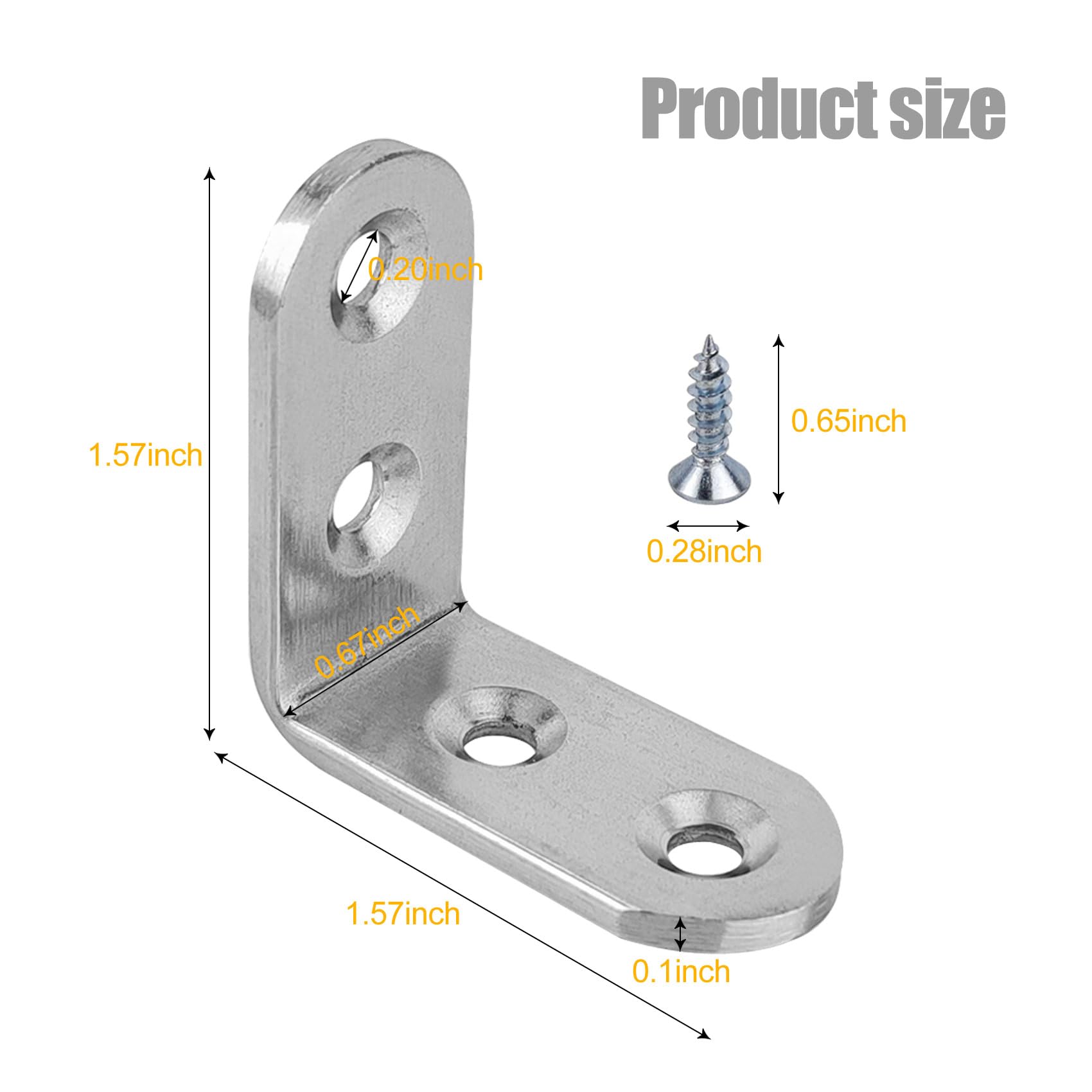 Snapklik.com : 8 Pcs L Bracket Corner Brace 1.57x1.57 Inch 3mm ...