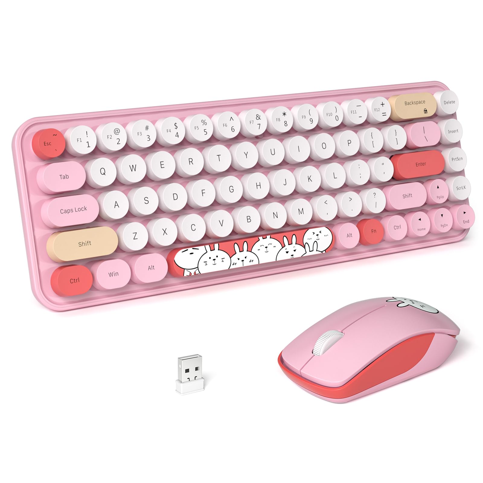 Amazon.com: FOPETT Wireless Keyboard and Mouse Cute Mouse and Keyboard ...
