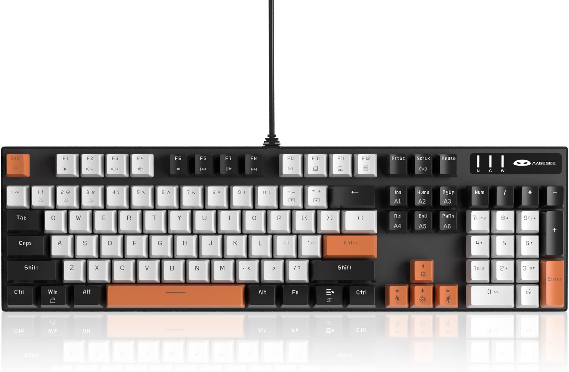 Amazon.com: MageGee Mechanical Gaming Keyboard, 104 Keys White Backlit Keyboard with Yellow ...