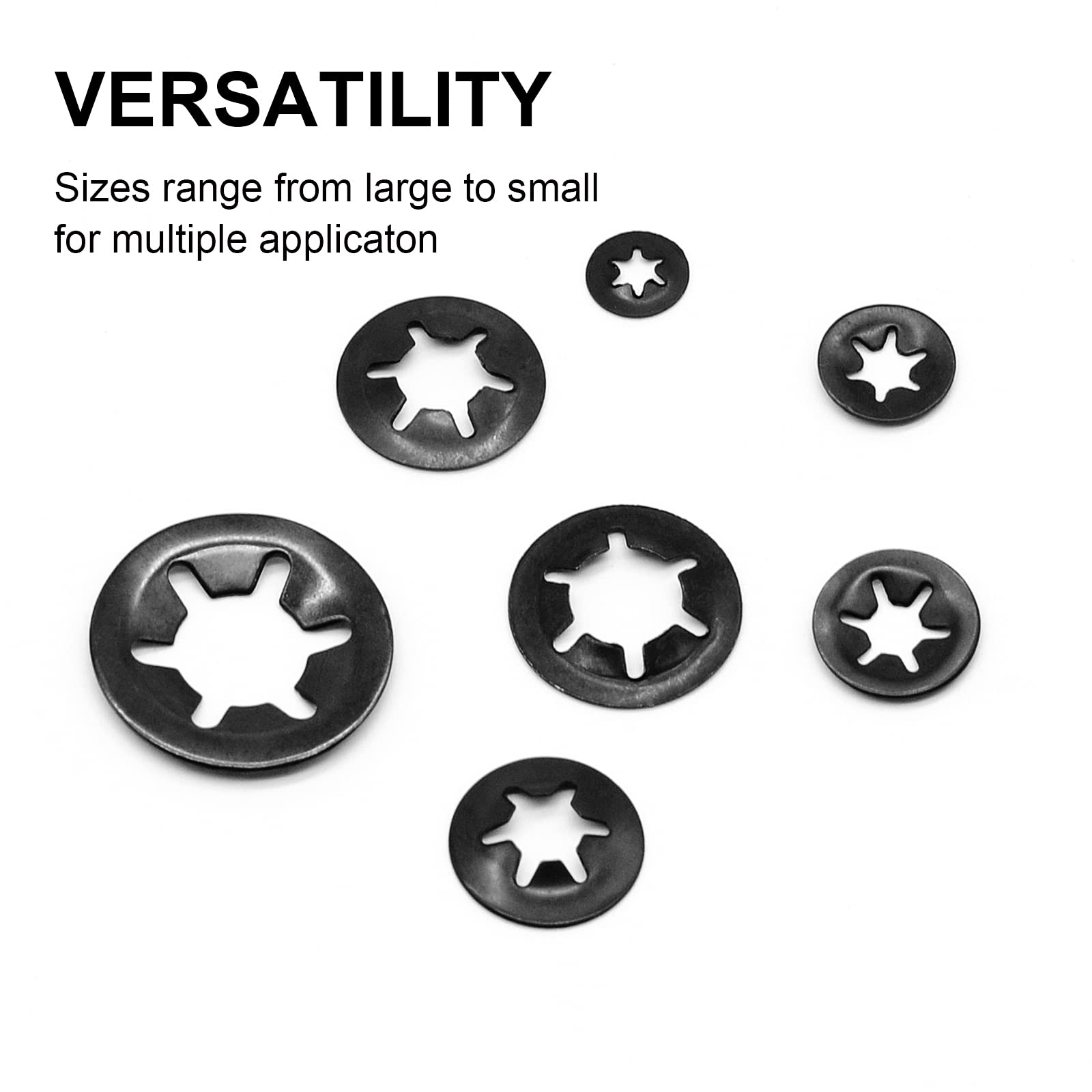 Snapklik.com : QTEATAK 210Pcs Black Internal-Tooth Star Lock Washers ...