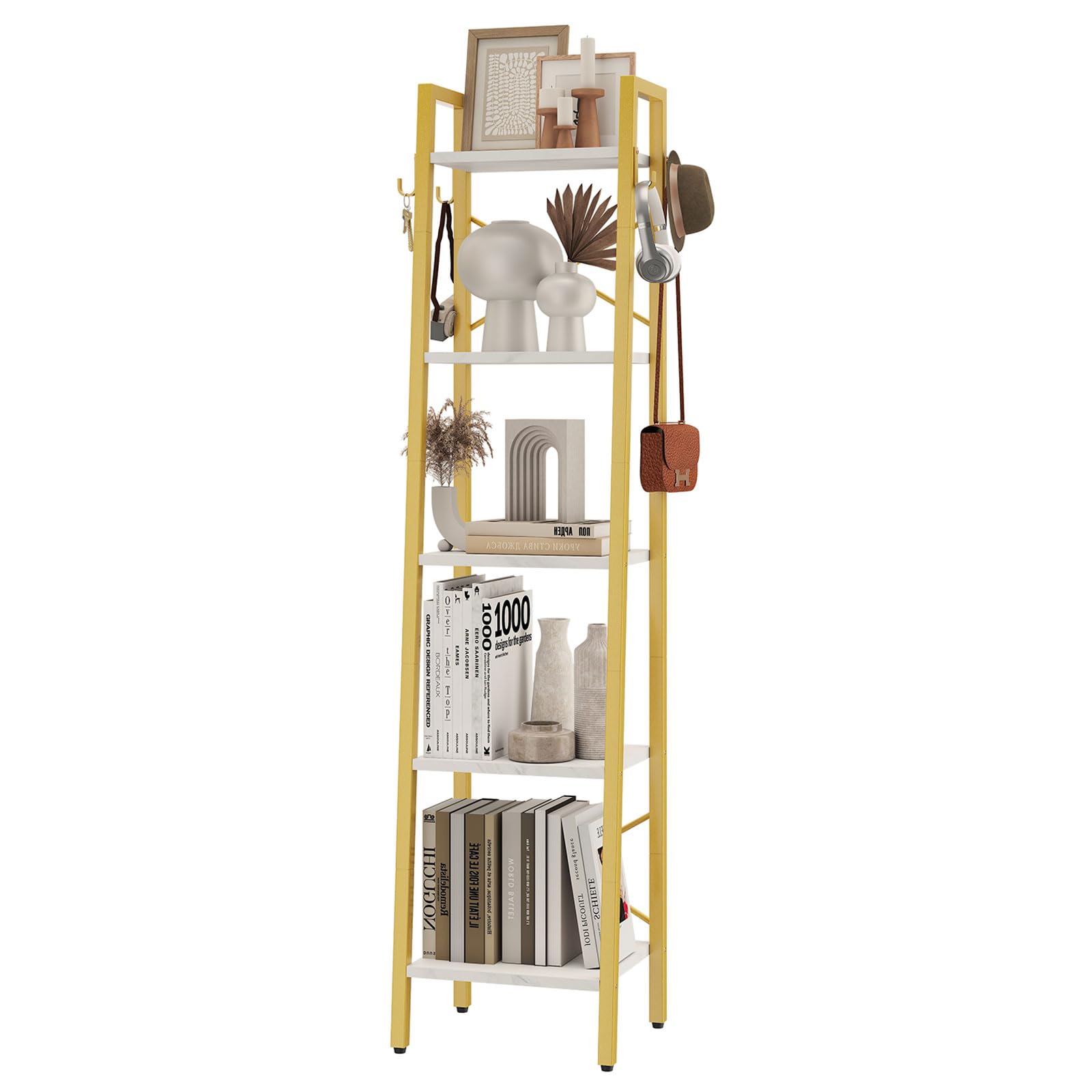 Amazon.com: YMYNY Bookcase, 5-Tier Narrow Ladder Bookshelf ...