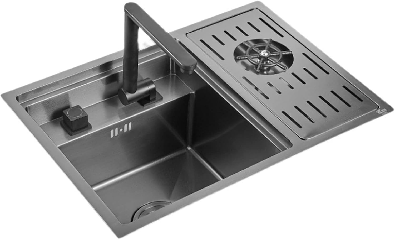 YOtat Single Bowl Kitchen Sink, Bar Sink with Glass Rinser, 60 * 42Cm ...
