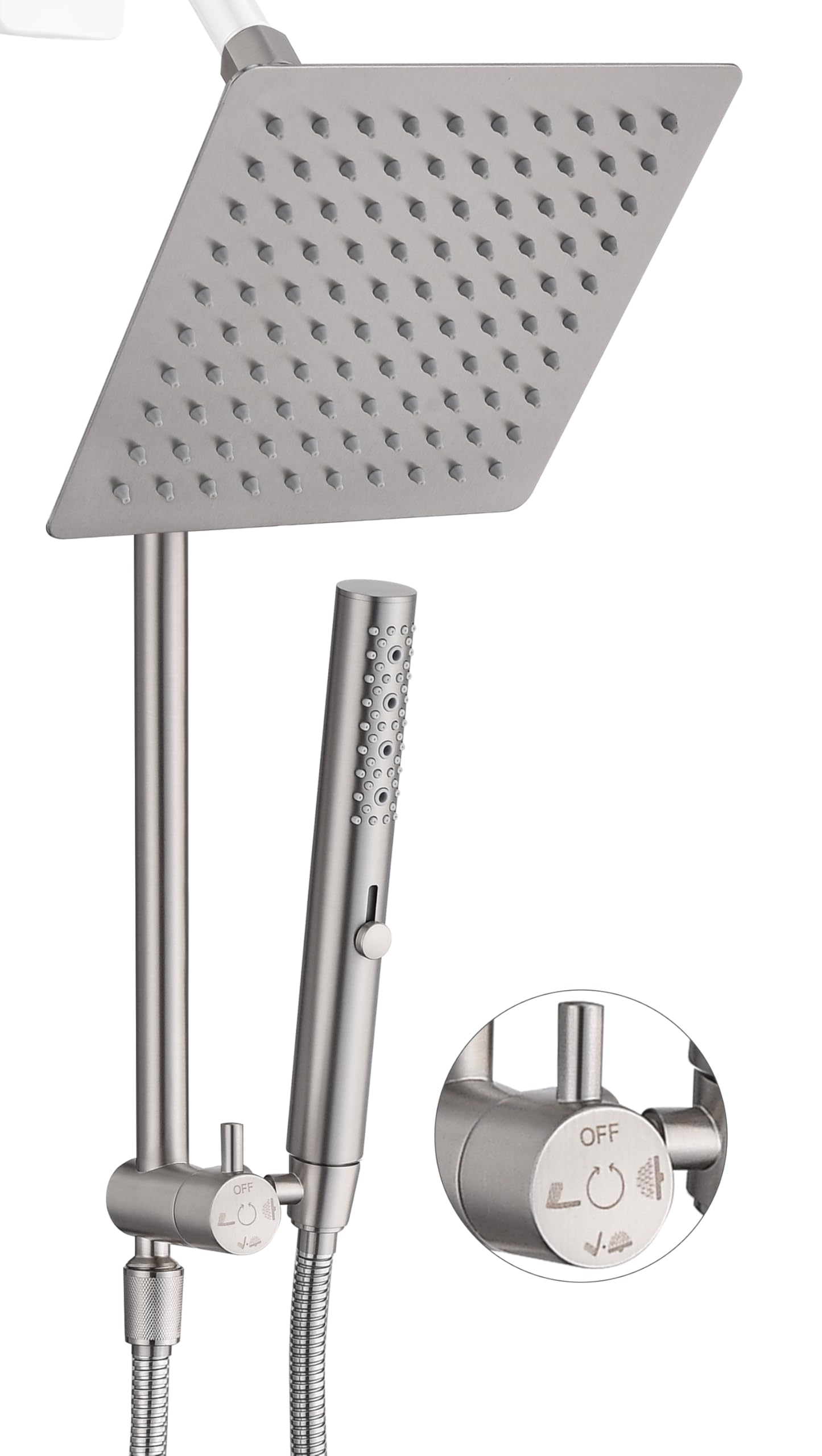 G-Promise All Metal Shower Head with Massage Mode Handheld Spray Combo ...