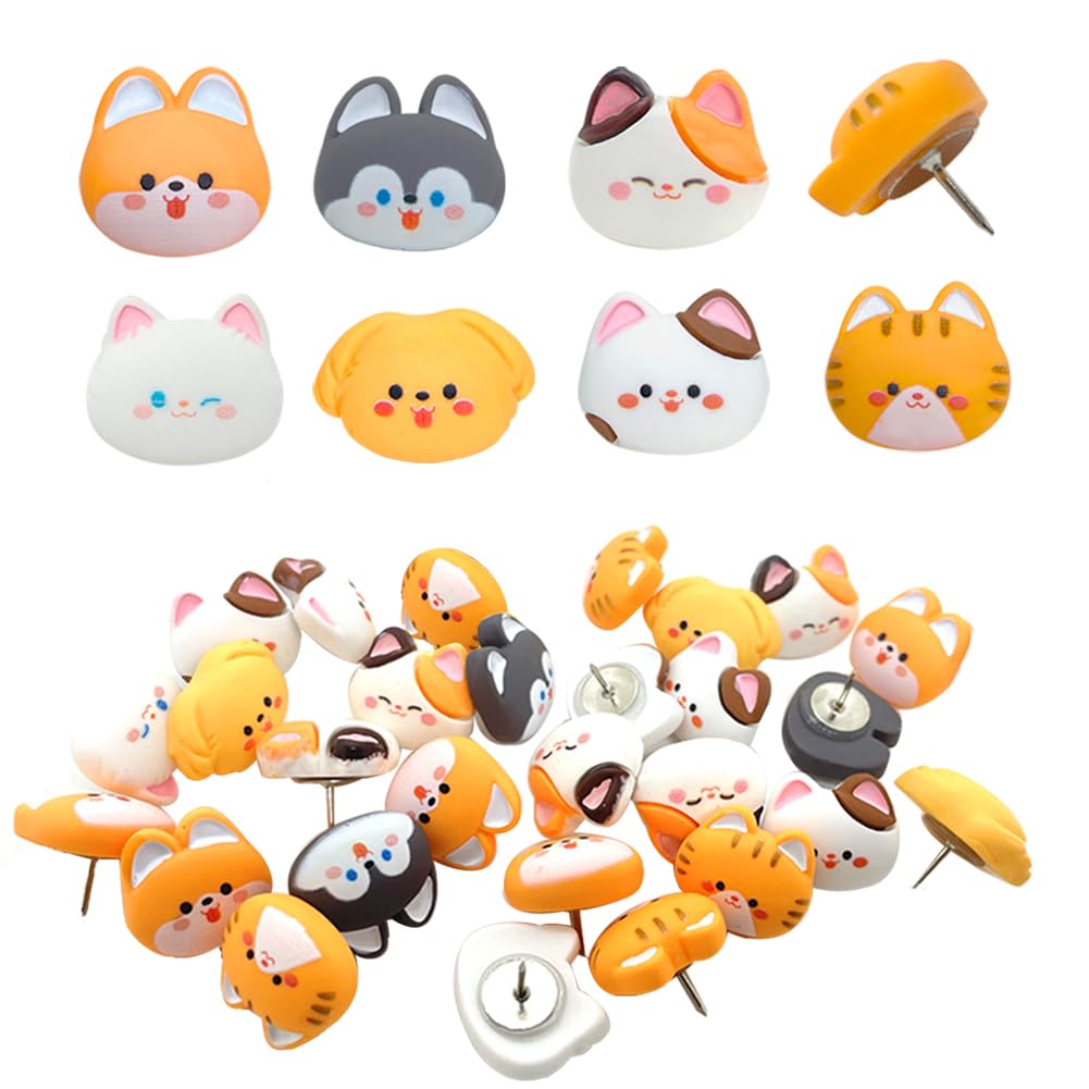 Amazon.com: 35 pcs Cat Dog Push Pins Cute Animal Decorative Thumbtacks ...