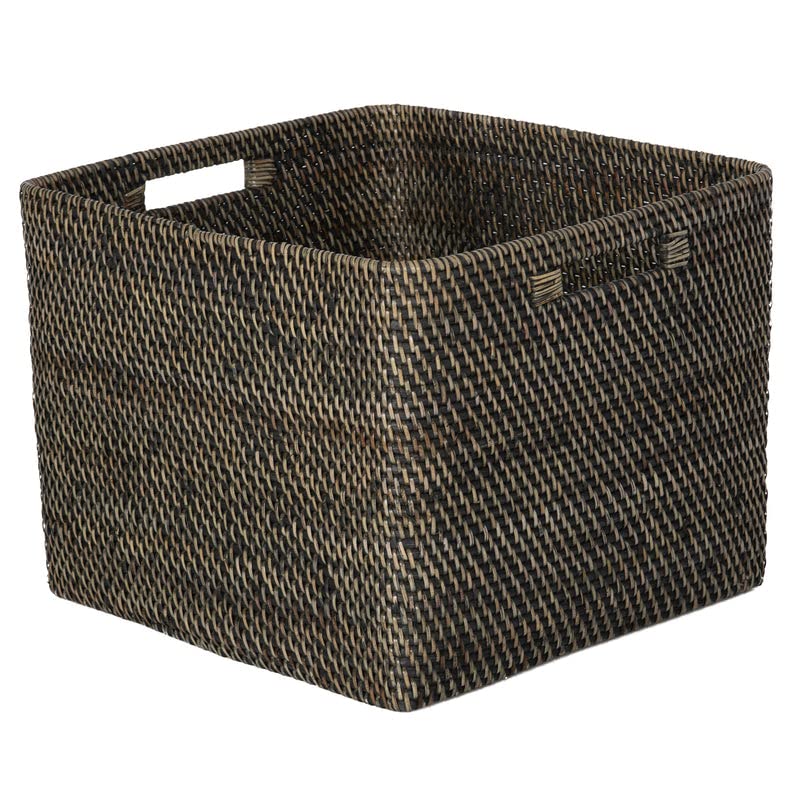 Amazon.com: Loma Square Rattan Storage Basket with Cut-Out Handles ...
