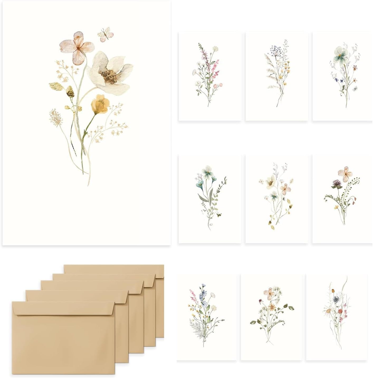 Blank Floral Greetings Cards, Vintage A6 Floral Cards And Envelope Pack ...
