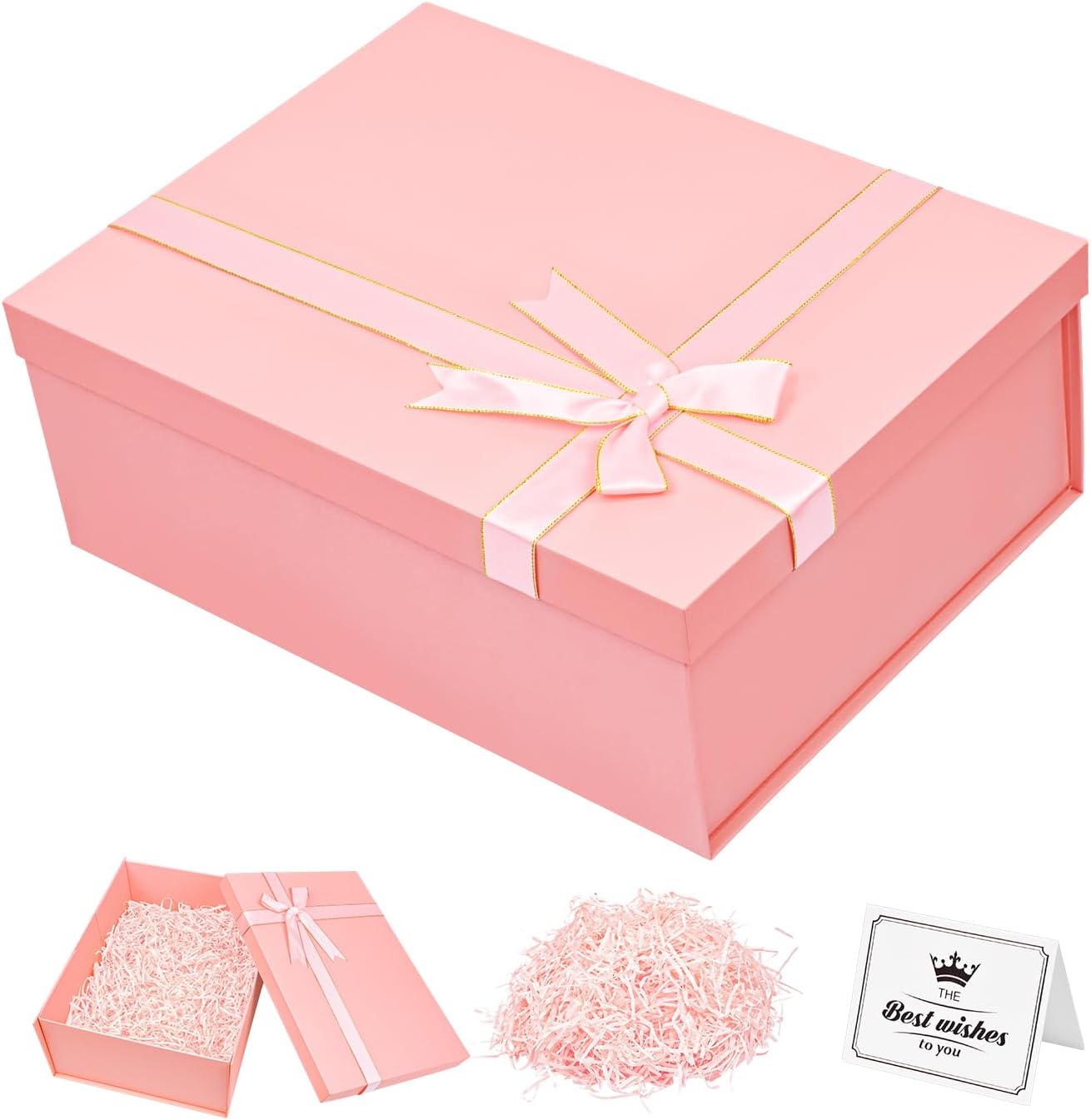 Amazon.com: WLUSEAXI Large Gift Box With Lids, 13.1x9.8x4.9 Inch Pink ...