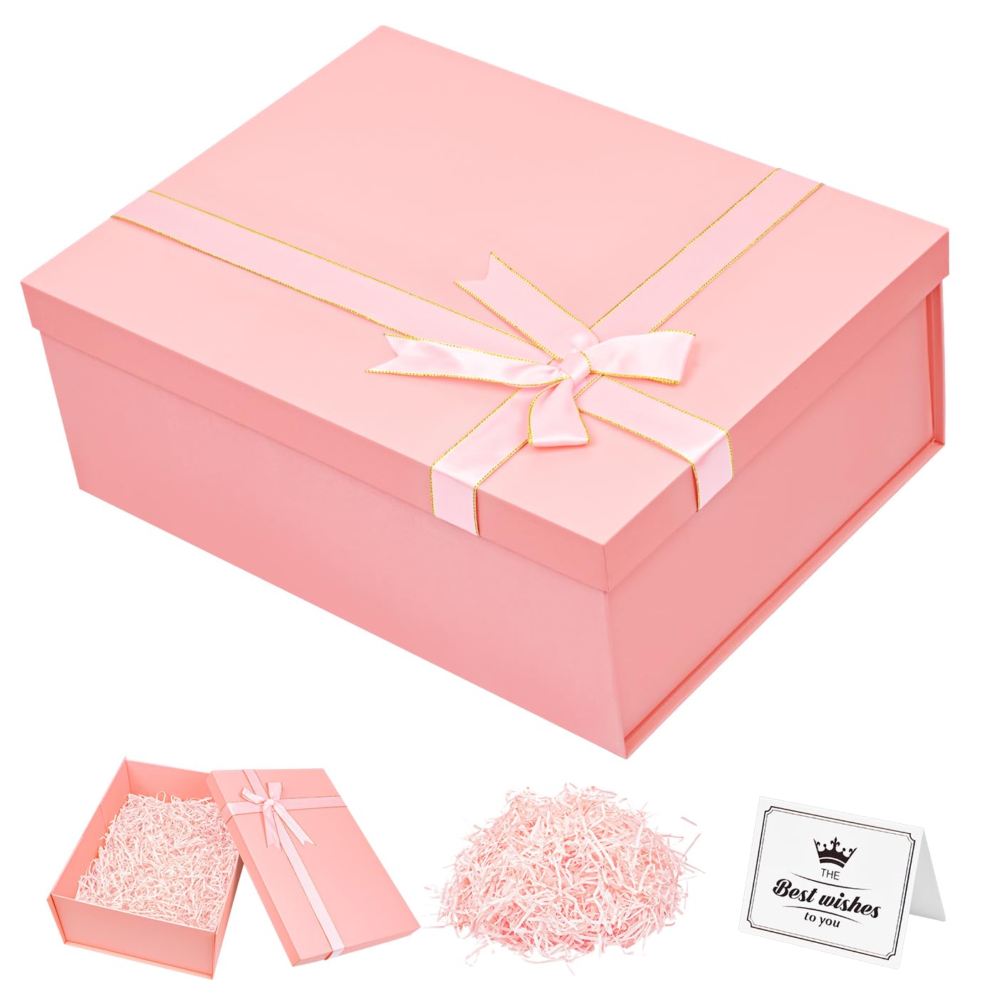 Amazon.com: WLUSEAXI Large Gift Box With Lids, 13.1x9.8x4.9 Inch Pink ...