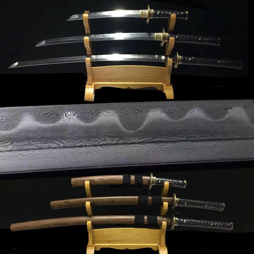 Buy Handmade Authentic Japanese Samurai Sword Set Clay Tempered Folded ...