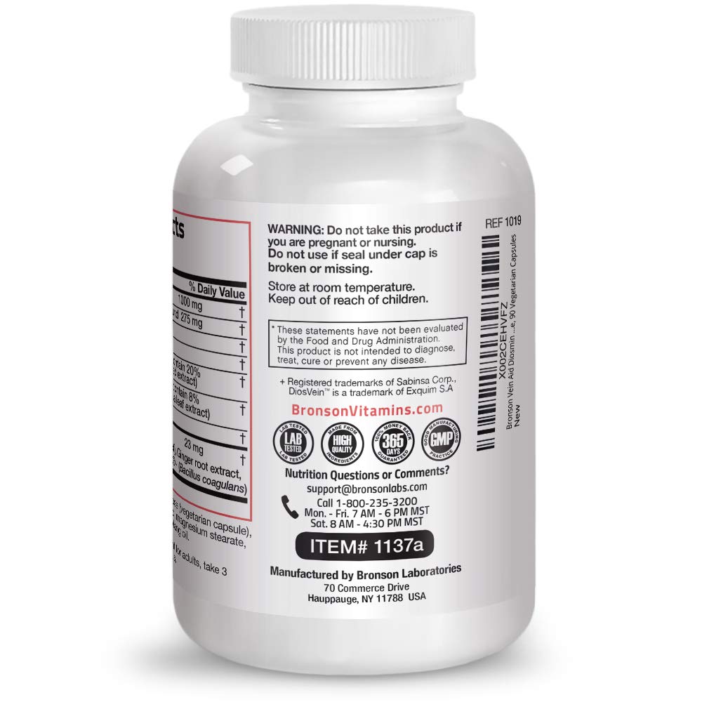 Bronson VeinAid DiosVein Diosmin Varicose Vein Complex with Venocin ...