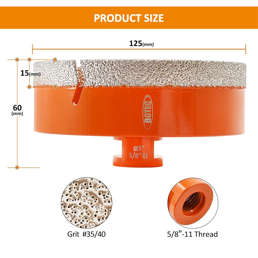 Snapklik.com : Diamond Core Drill Bit 125mm BGTEC Diamond Hole Saw Tile ...