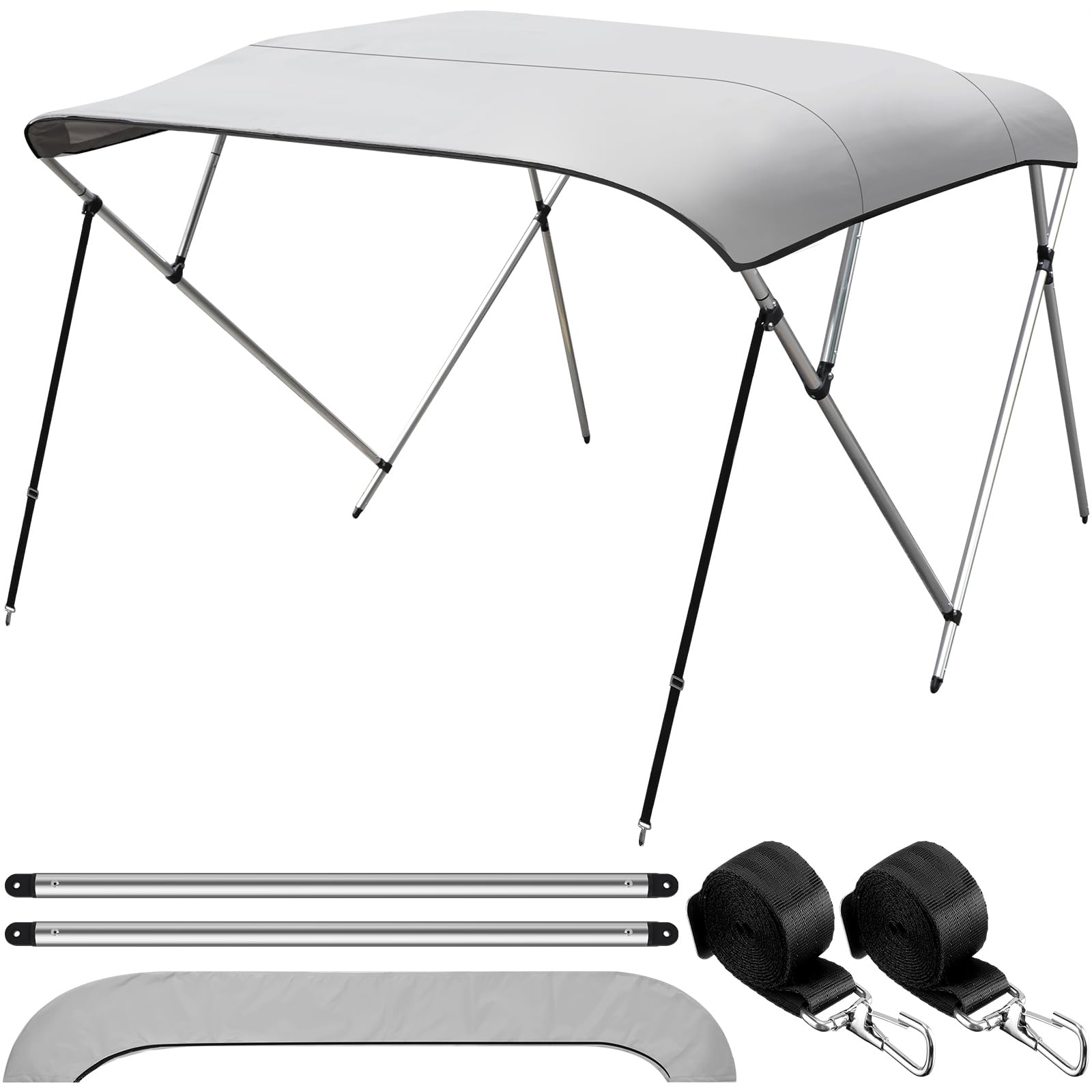 Bimini Top Cover for Boat Bimini Top 8'l x 54" h x 91"-96" w, Gray