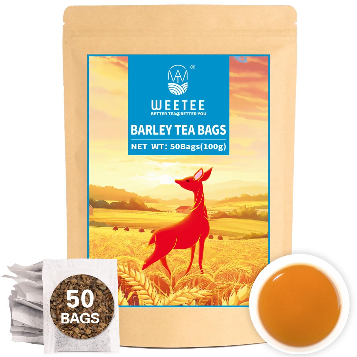 Amazon.com: WT WEETEE Barley Tea Bags, Made with 100% Pure Roasted ...