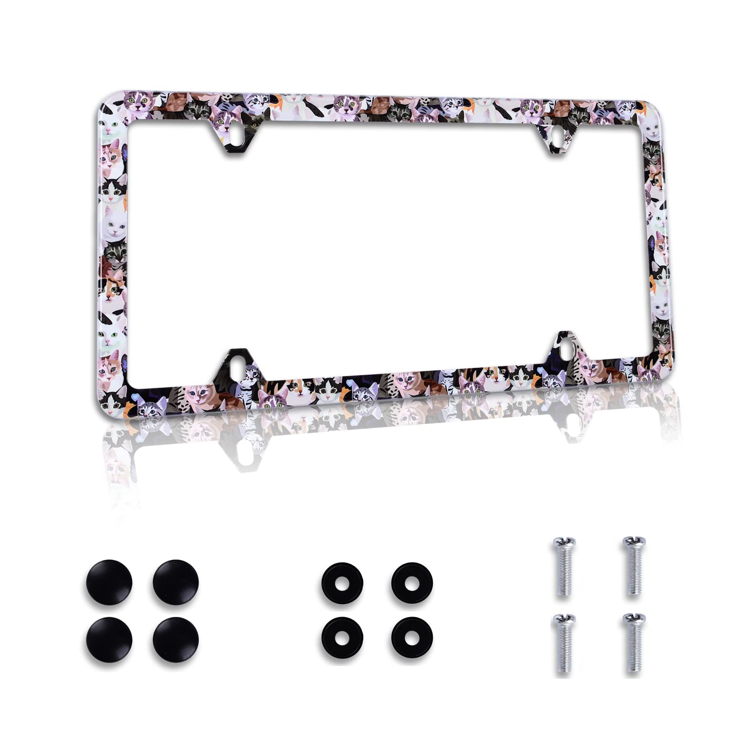 Amazon.com: Cute Cats Watercolor License Plate Frame Stainless Steel ...