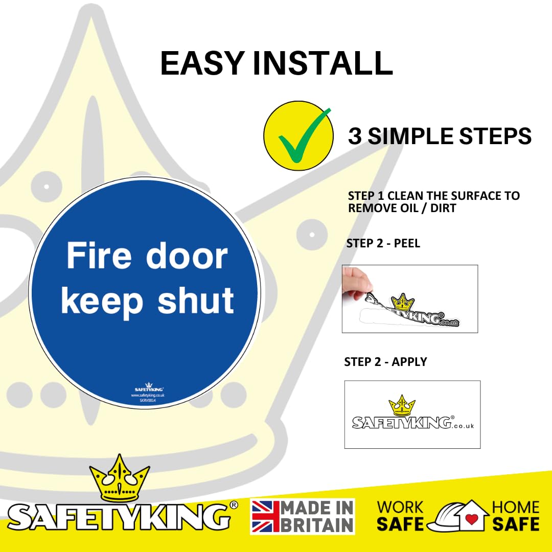 SAFETYKING 16 x Fire Door Keep Shut Stickers 78mm Diameter | Fire Door ...