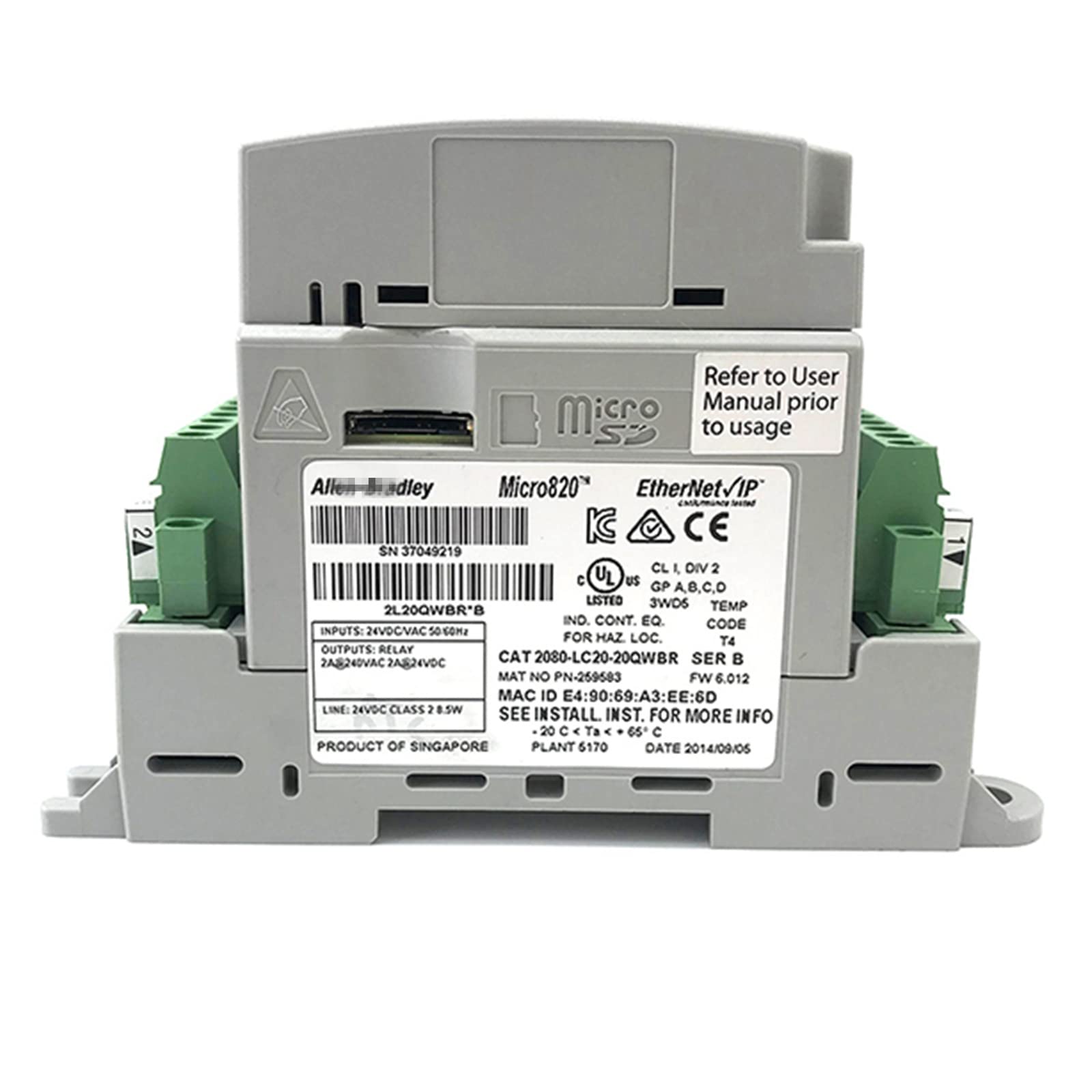 Amazon.com: 2080-LC20-20QWBR Micro800 PLC Module 2080-LC20-20QWBR ...