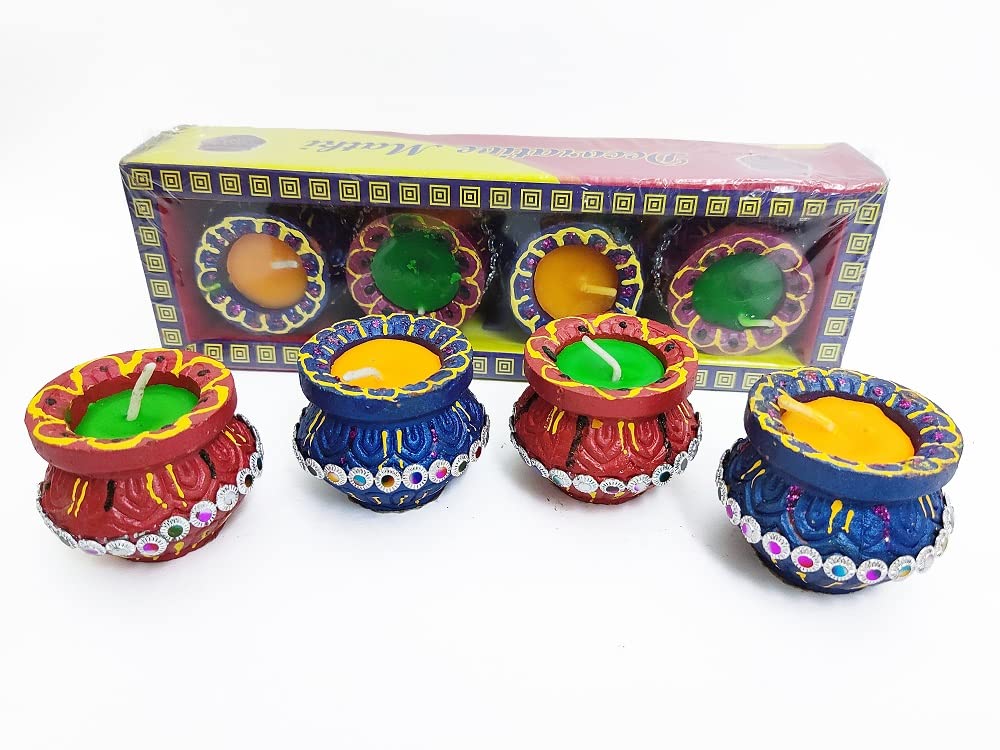 Kkp Craftzilla Matki Diyas Navratri And Diwali Candles Set Tealight ...
