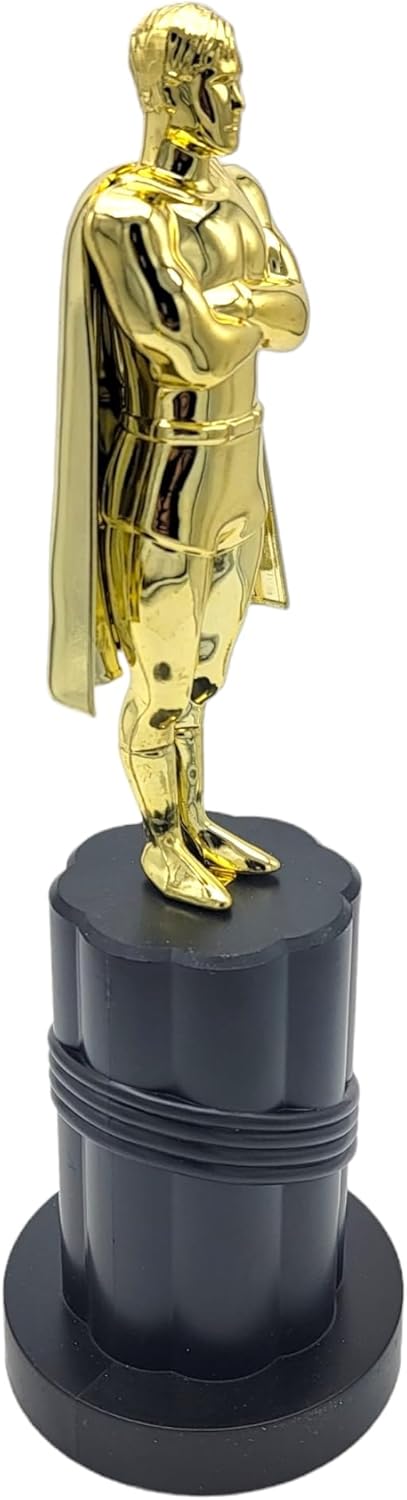 Amazon.com: ZUGAR LAND Gold Superhero Trophy Statues on Large Black ...