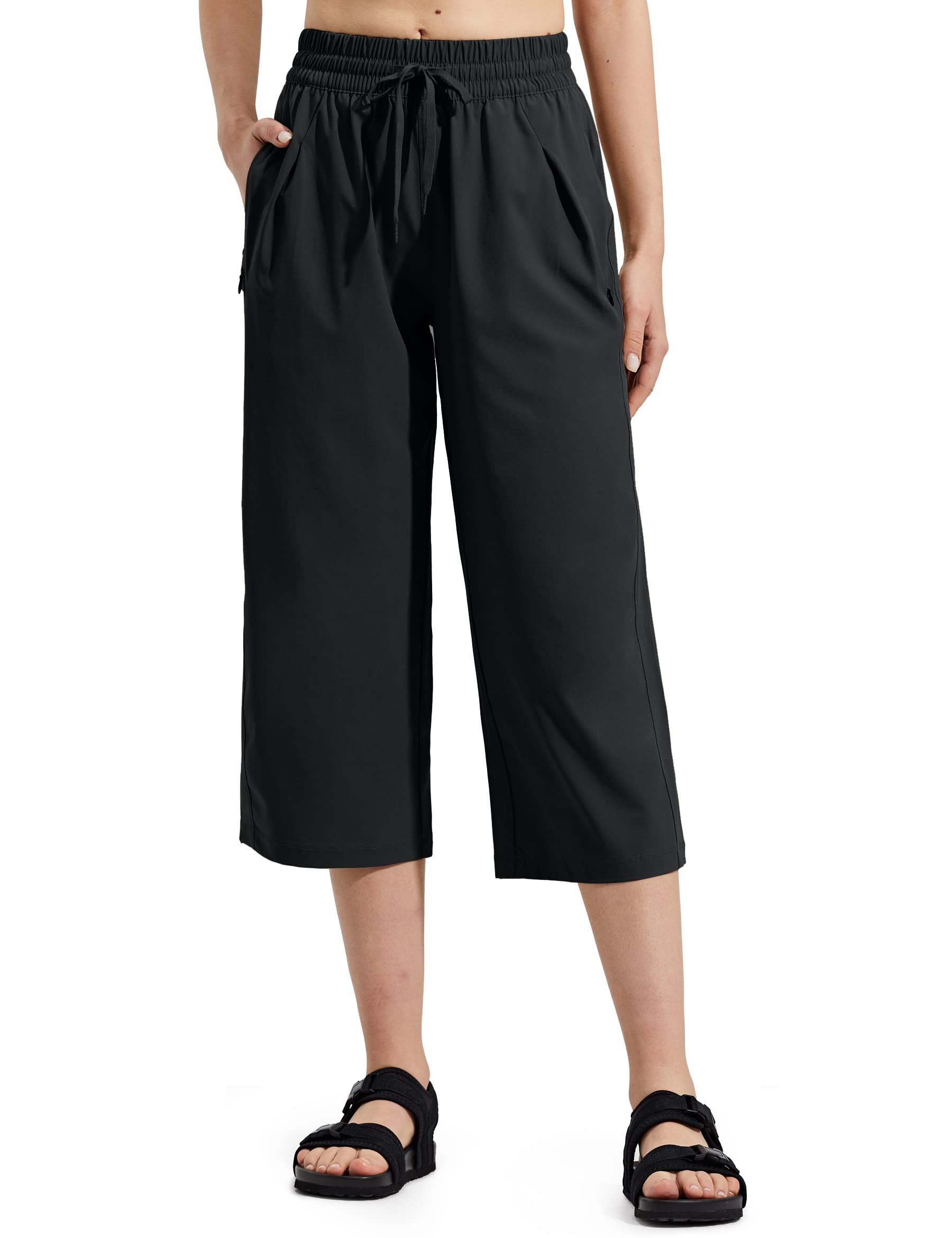 ZUTY Capri Pants for Women Wide Leg Lightweight Quick Dry Comfy Loose ...