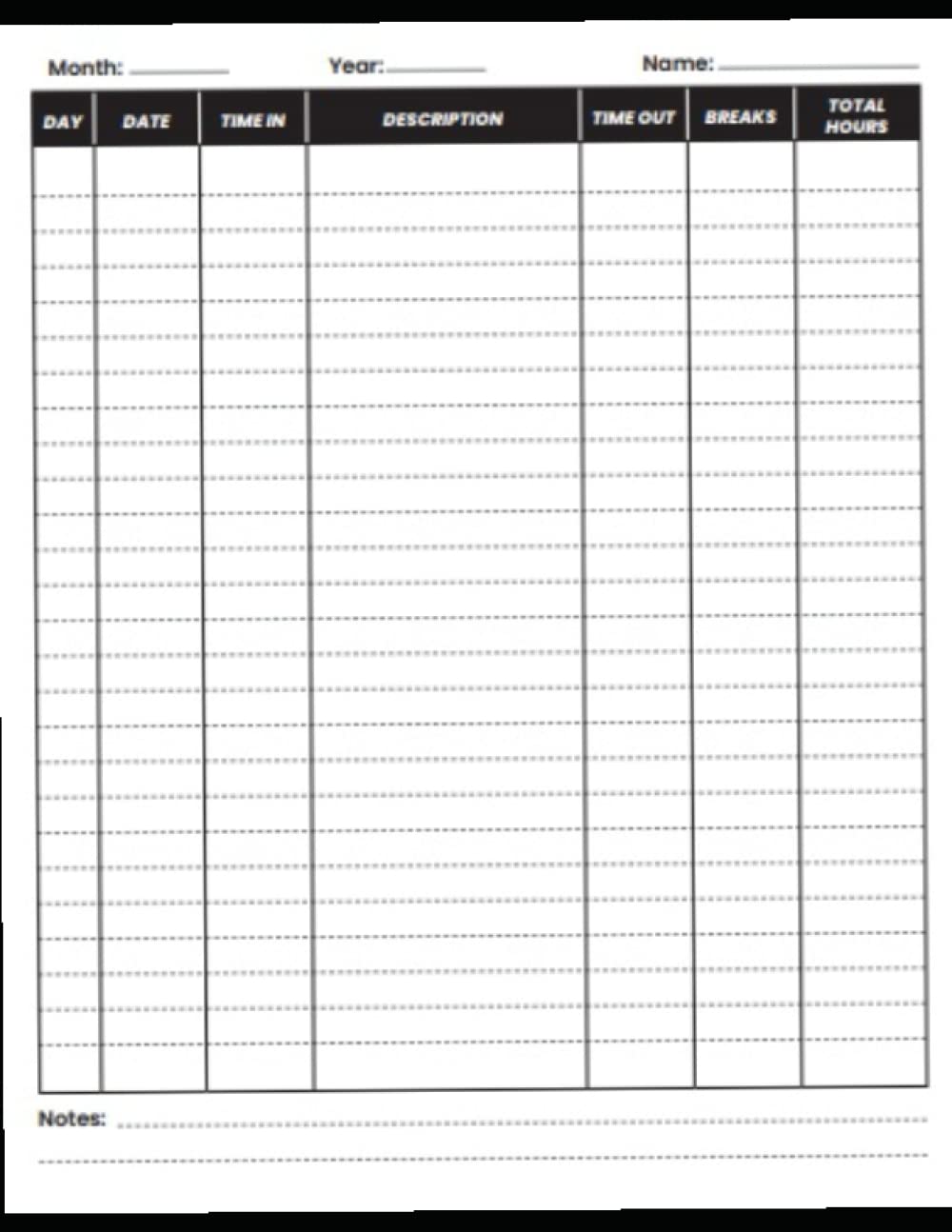 Blank Timesheet Logbook: employee time sheet log book, work hours ...