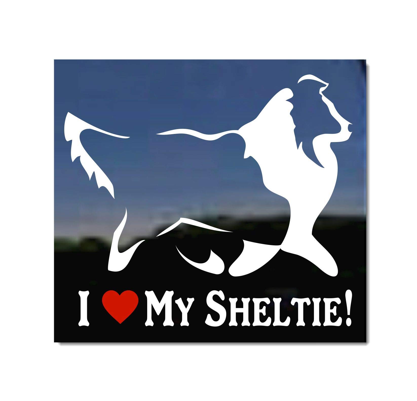 Amazon.com: I Love My Sheltie Vinyl Window Decal Shetland Sheepdog Dog ...