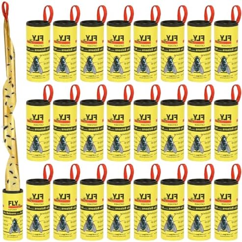 24PCS Fly Paper Strips, Triitech Sticky Fly Ribbons Traps, Fly Tape ...