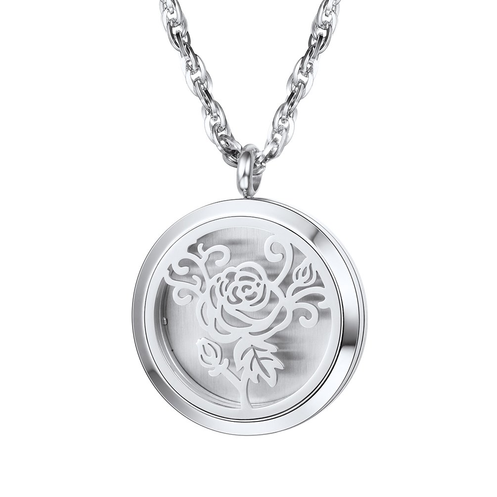 Amazon.com: PROSTEEL Diffuser Aromatherapy Necklace Perfume Locket Pendant Charm Stainless Steel ...