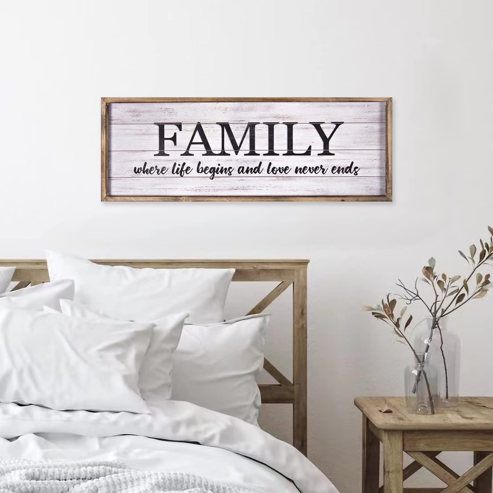 Amazon.com: MACVAD Rustic Solid Wood Framed Family Sign for Home Decor ...